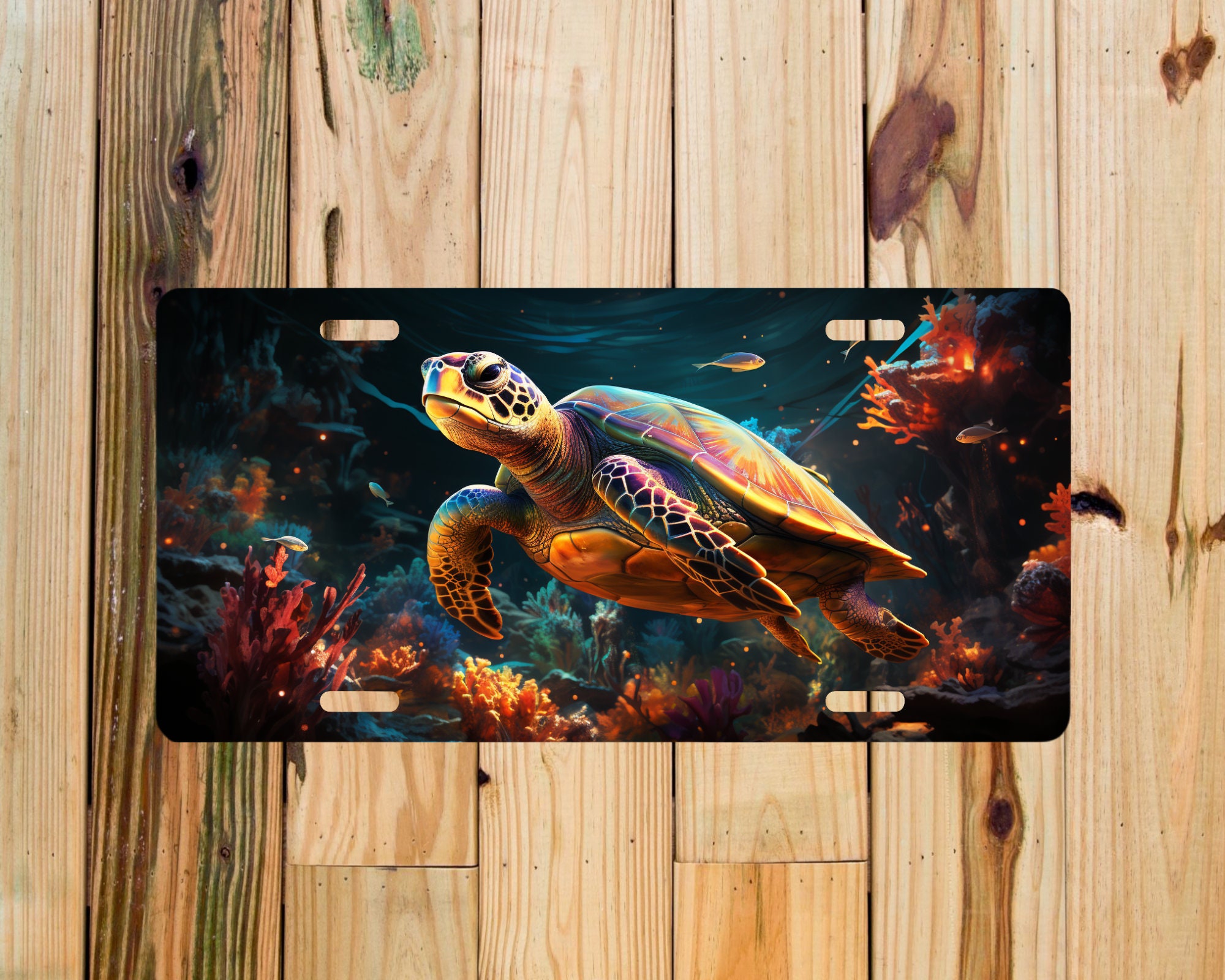 Turtle License Plate PNG Sublimation Design, Sea Turtle License Plate ...
