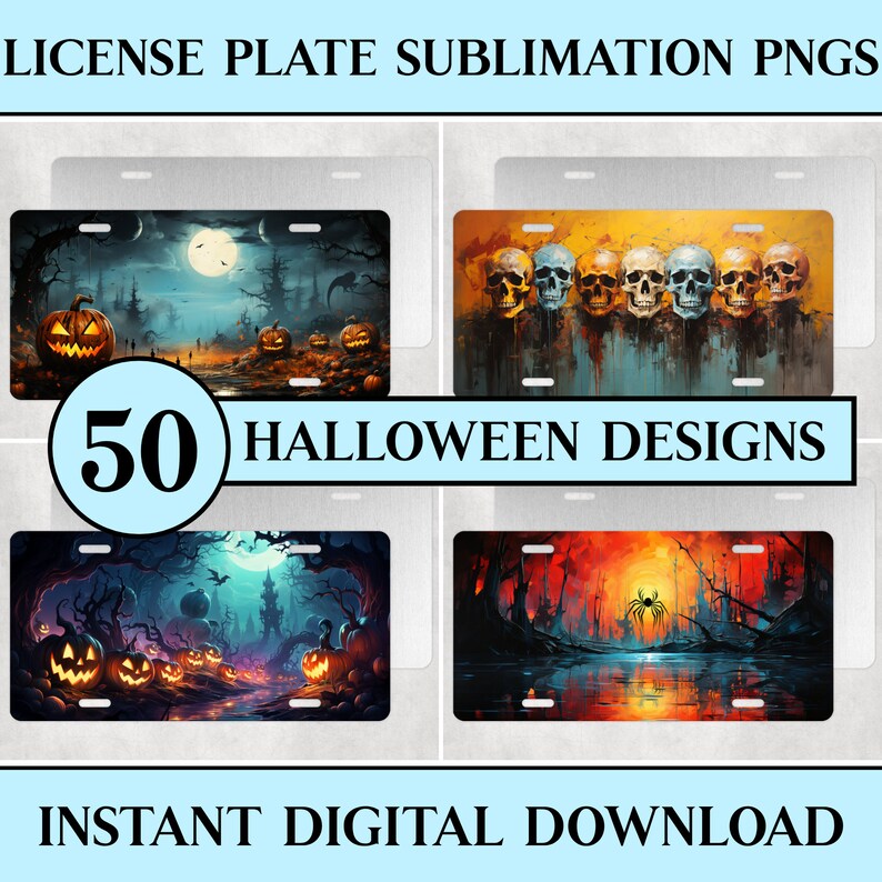Halloween Horror License Plate PNG Designs Bundle, Spooky PNG File ...