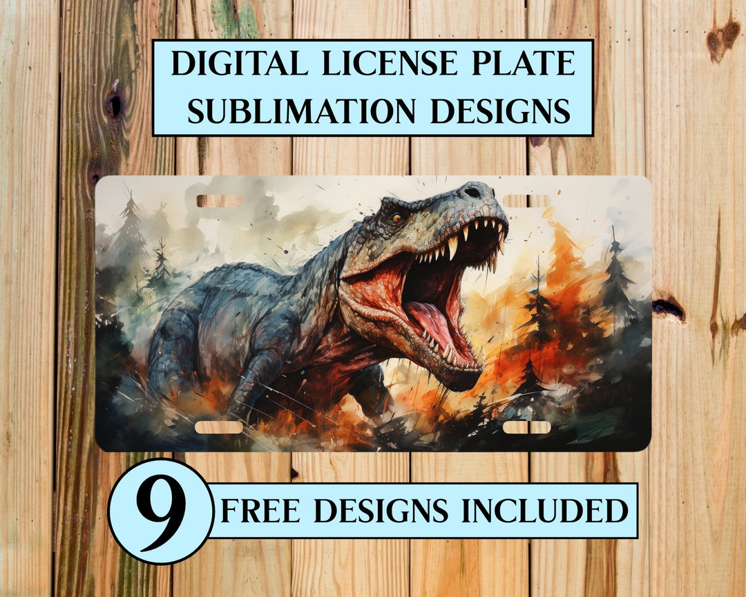 Dinosaur License Plate PNG Sublimation Design, Tyrannosaurus Rex ...