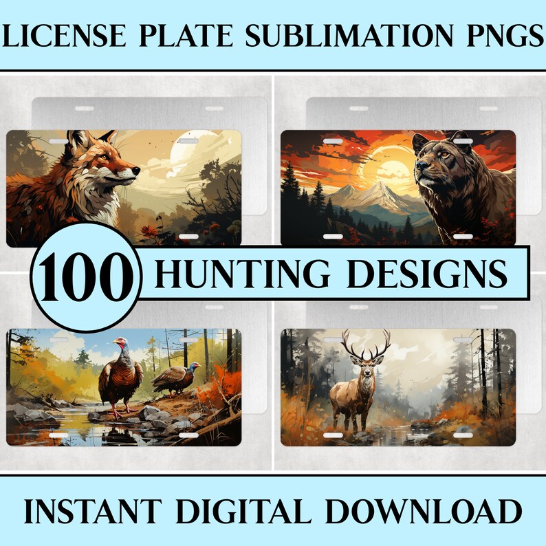 Hunting License Plate Designs Bundle, Hunting Car License Plate Wrap ...