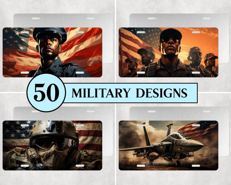 American Military License Plate Designs: Patriotic PNG Bundle (digital ...