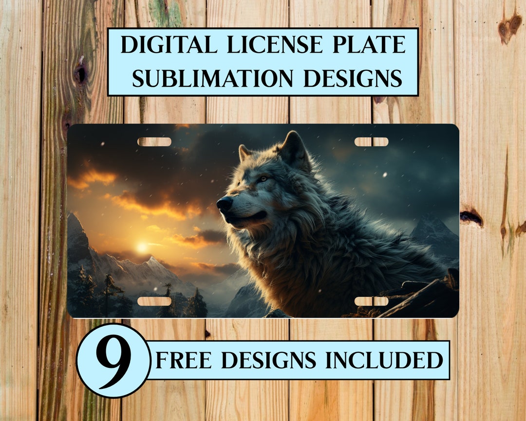 Wolf License Plate Sublimation Design: 12x6 Car Tag (digital Download ...