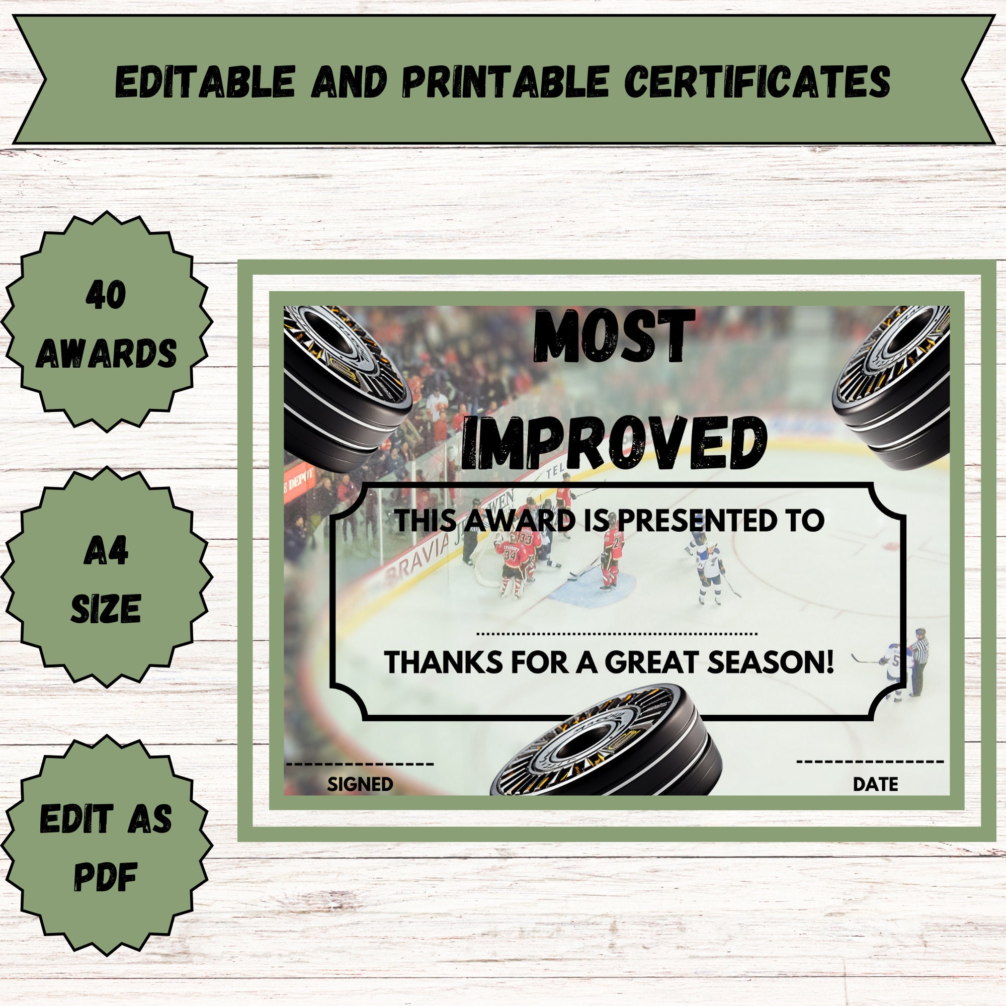 Editable Hockey Award Certificates, Award Ceremony Certificates ...