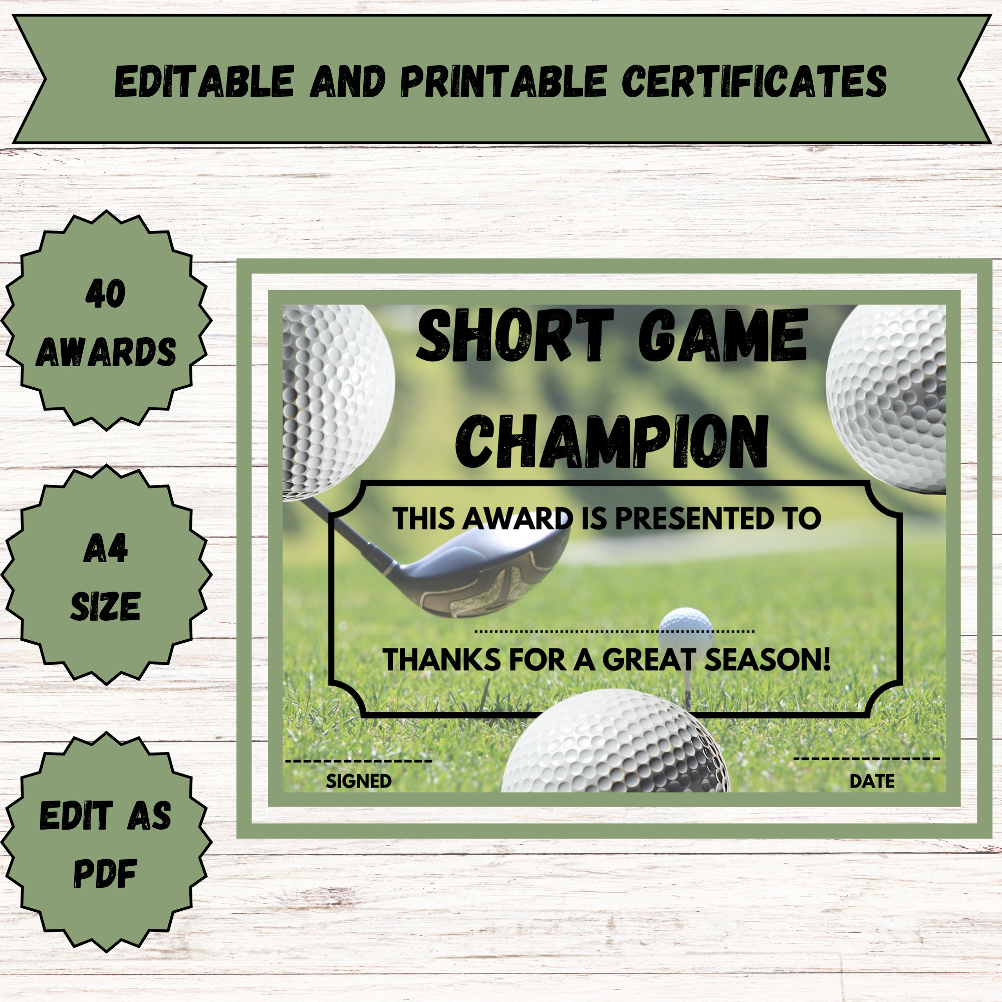 Editable Golf Award Certificates Award Ceremony Certificates - Etsy