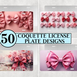 Coquette Pink Bow License Plate PNG Bundle (digital Download) - Etsy