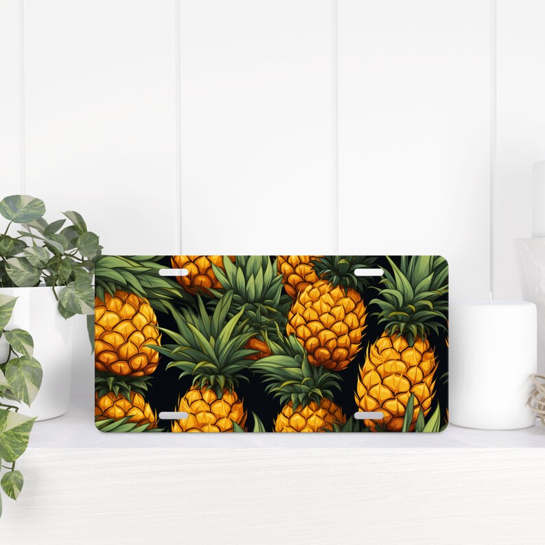 Pineapple License Plate PNG Sublimation Design, Pineapple PNG, Pineapple Digital Download Car ...