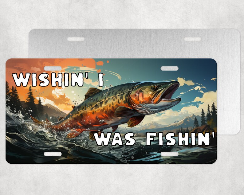 Fishing Fisherman License Plate Sublimation Design Digital Download PNG ...