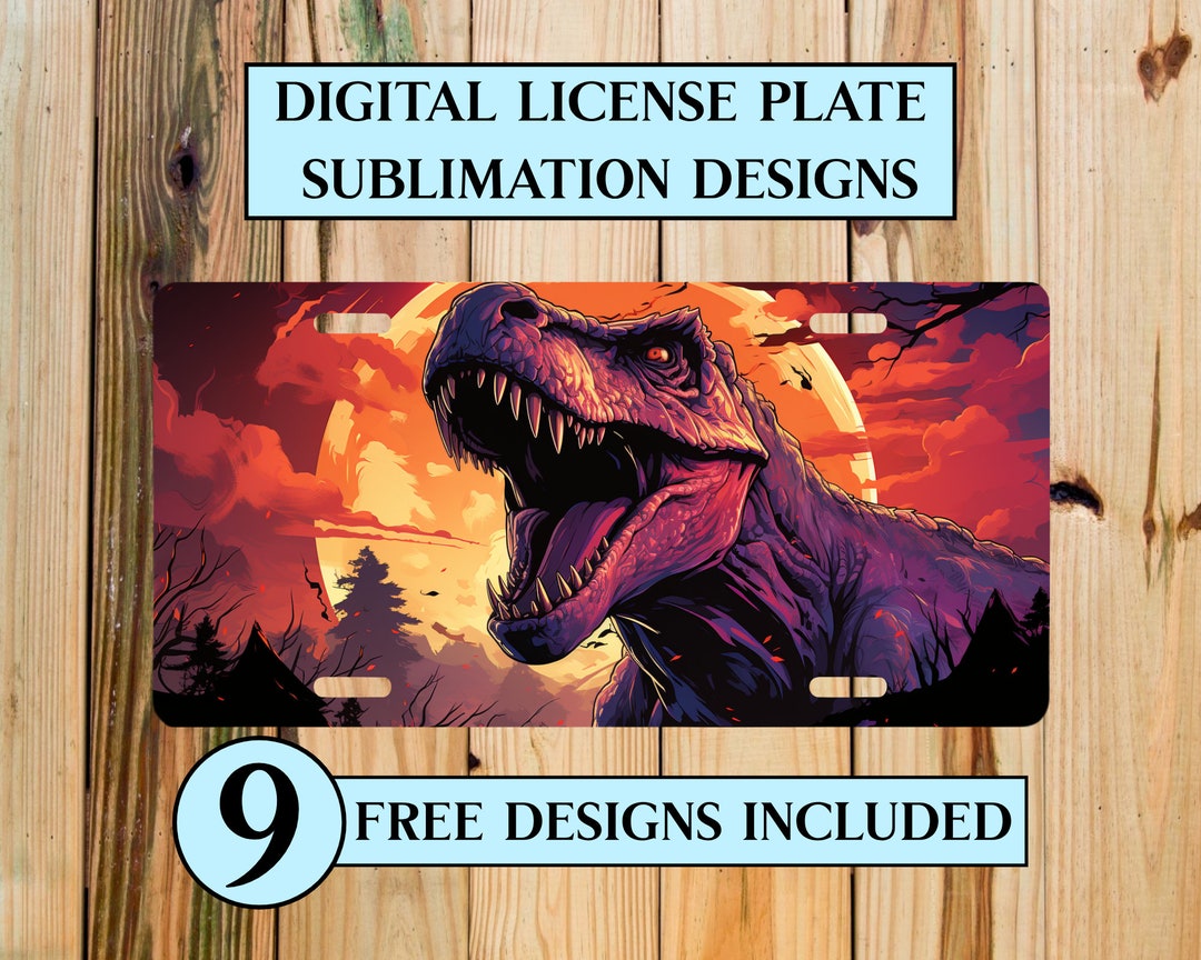 Dinosaur License Plate PNG Sublimation Design, Tyrannosaurus Rex ...