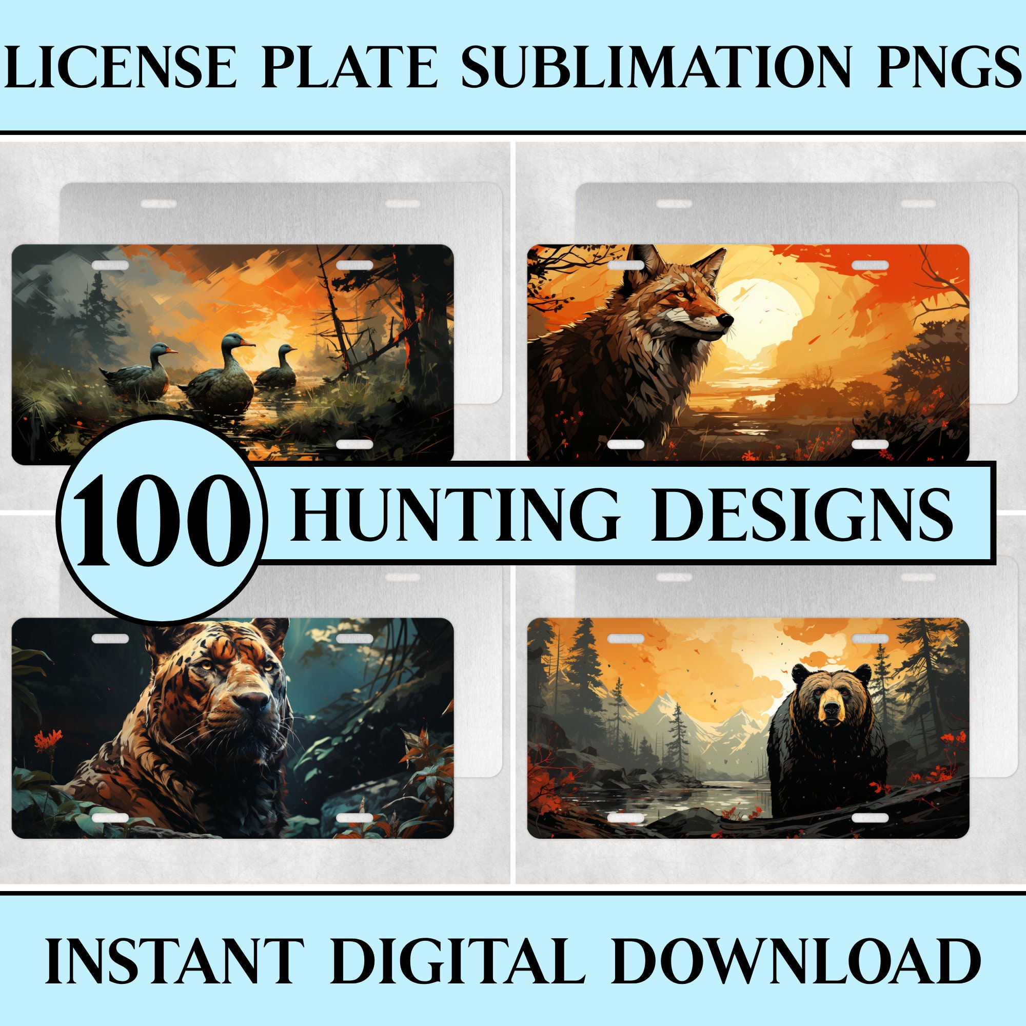 Hunting License Plate Designs Bundle, Hunting Car License Plate Wrap ...