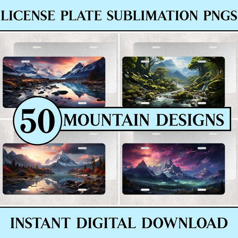 50+ Mountain License Plate Sublimation Designs Bundle PNG, License ...