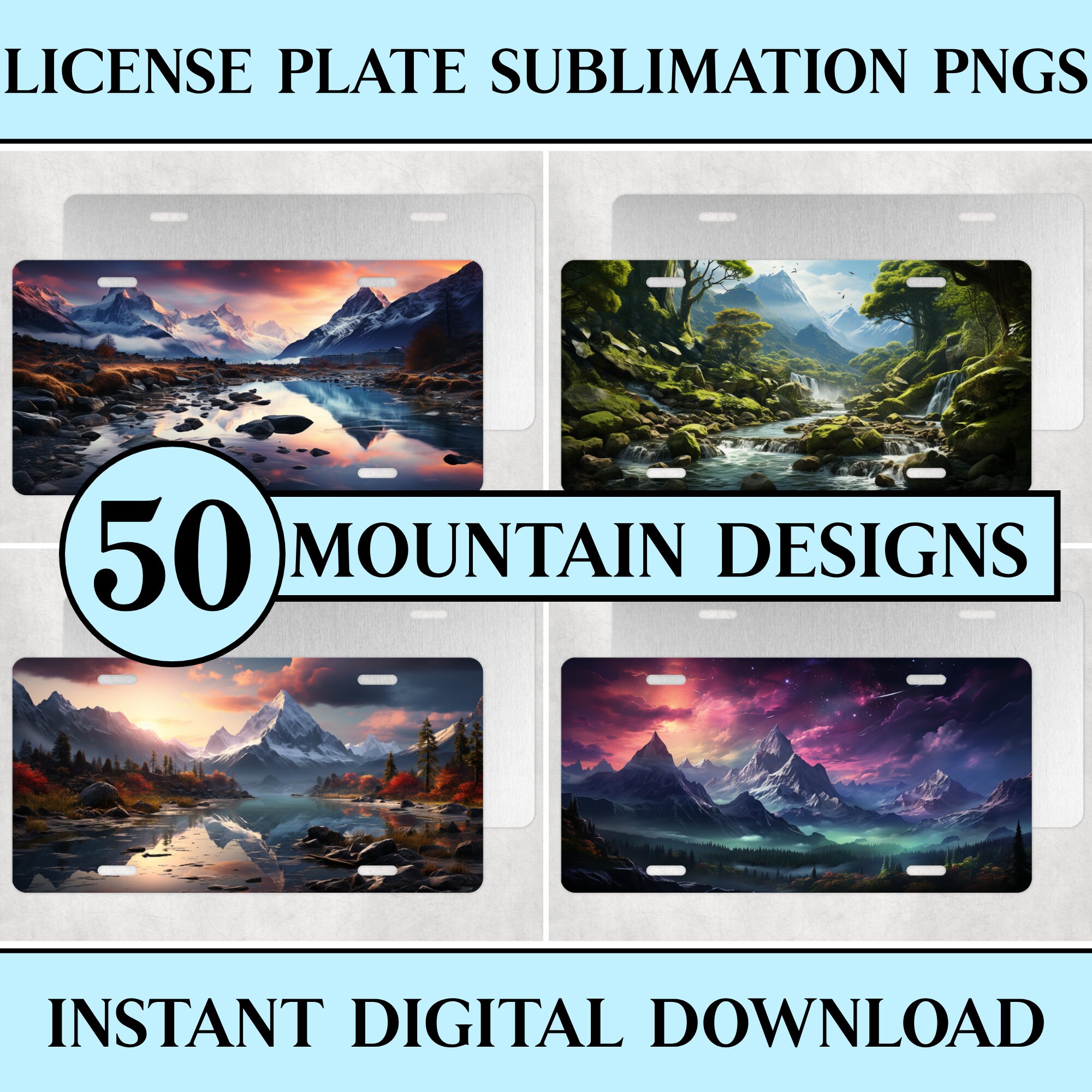 50+ Mountain License Plate Sublimation Designs Bundle PNG, License ...