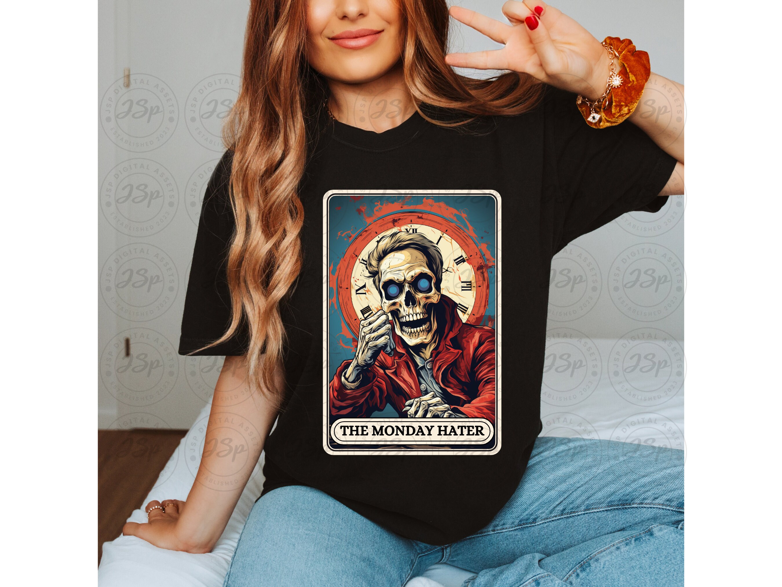 Monday Tarot Card SVG PNG, Funny Skeleton Skull Sublimation Design for ...