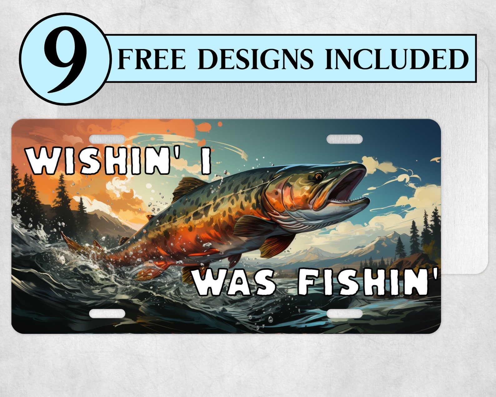 Fishing Fisherman License Plate Sublimation Design Digital Download PNG ...