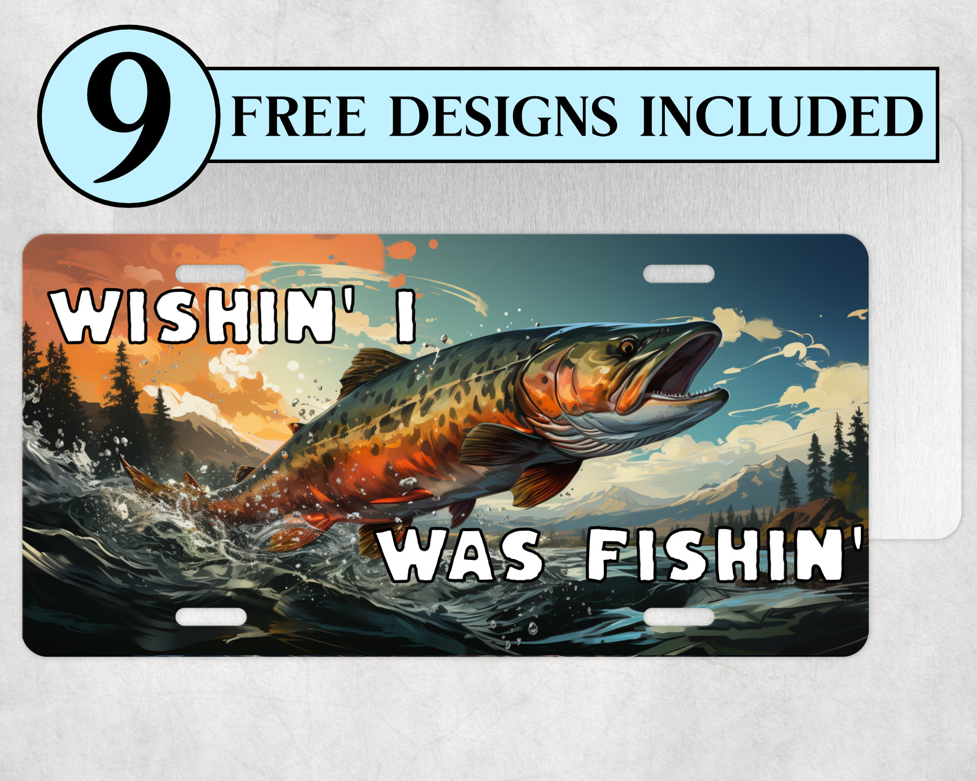 Fishing Fisherman License Plate Sublimation Design Digital Download PNG ...
