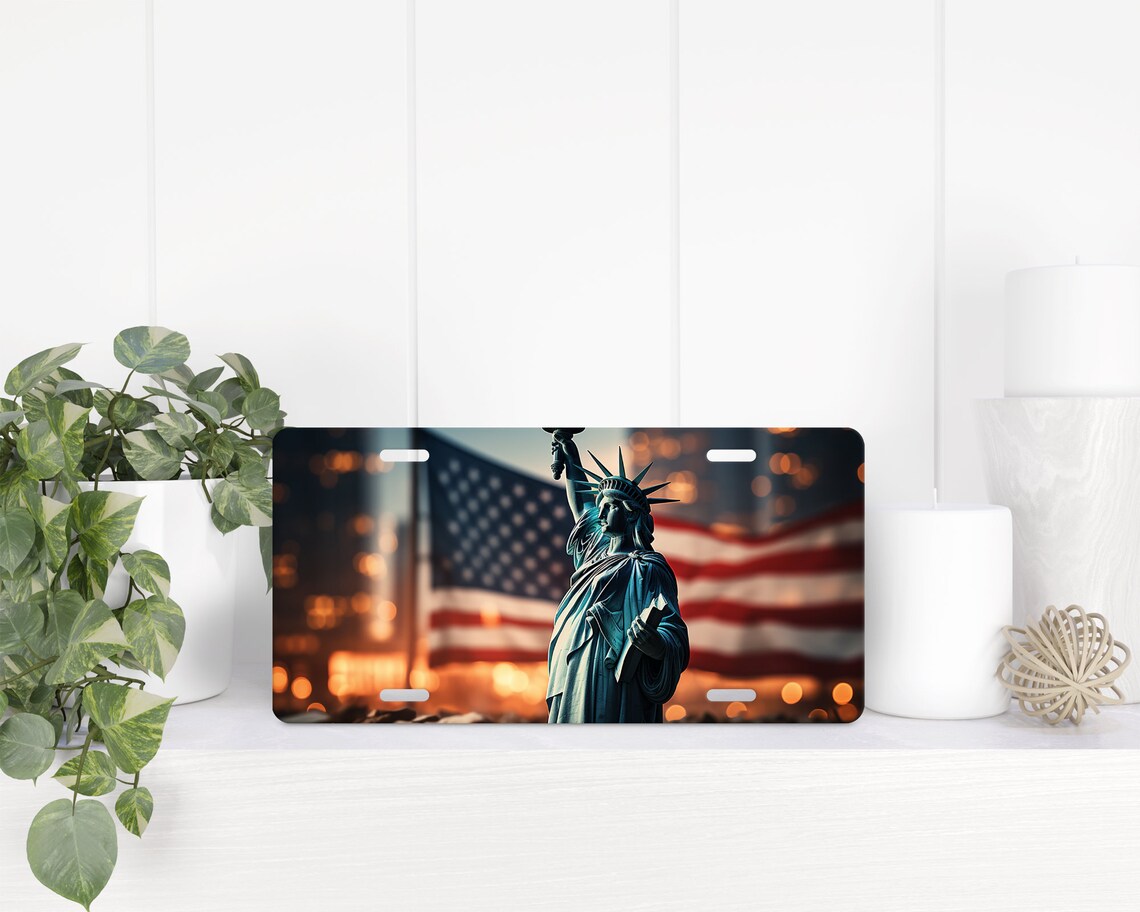 Western Statue of Liberty License Plate Png, Fourth of July License ...