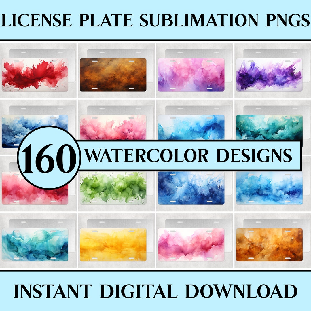Pastel Watercolor License Plate PNG Designs Bundle, Alcohol Ink PNG ...
