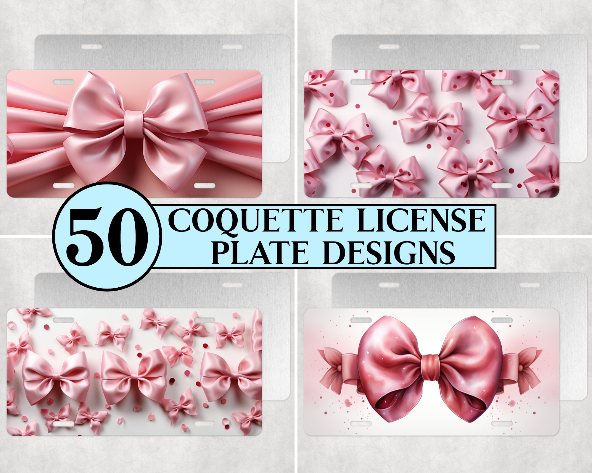 Coquette Pink Bow License Plate PNG Bundle (digital Download) - Etsy