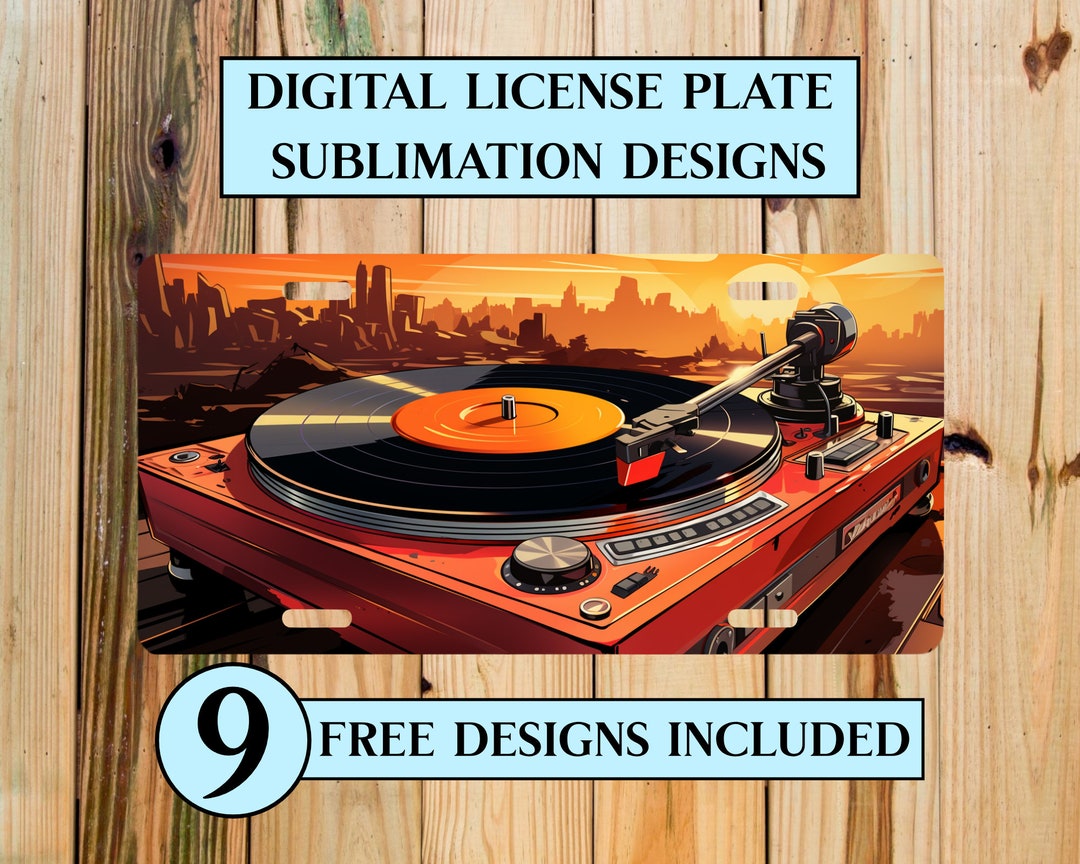 Vinyl License Plate Sublimation PNG Design, Music License Plate, Vinyl ...