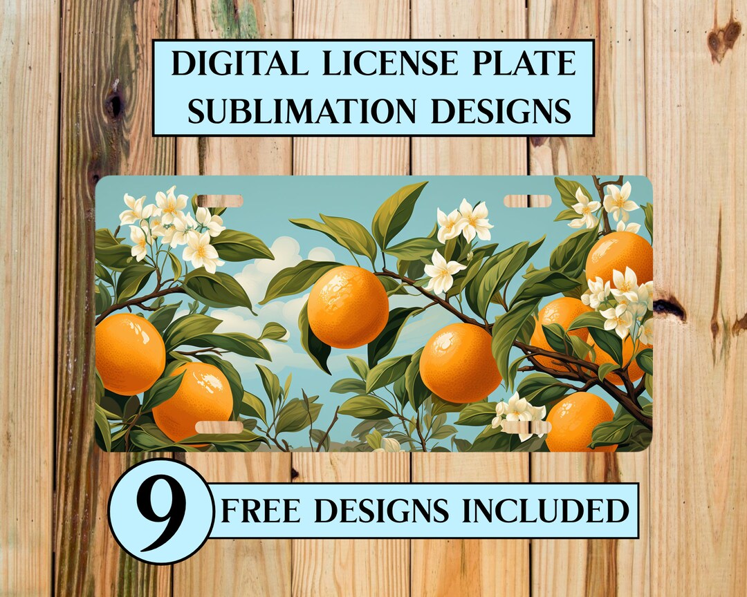 Orange License Plate PNG Sublimation Design, Oranges PNG, Oranges ...