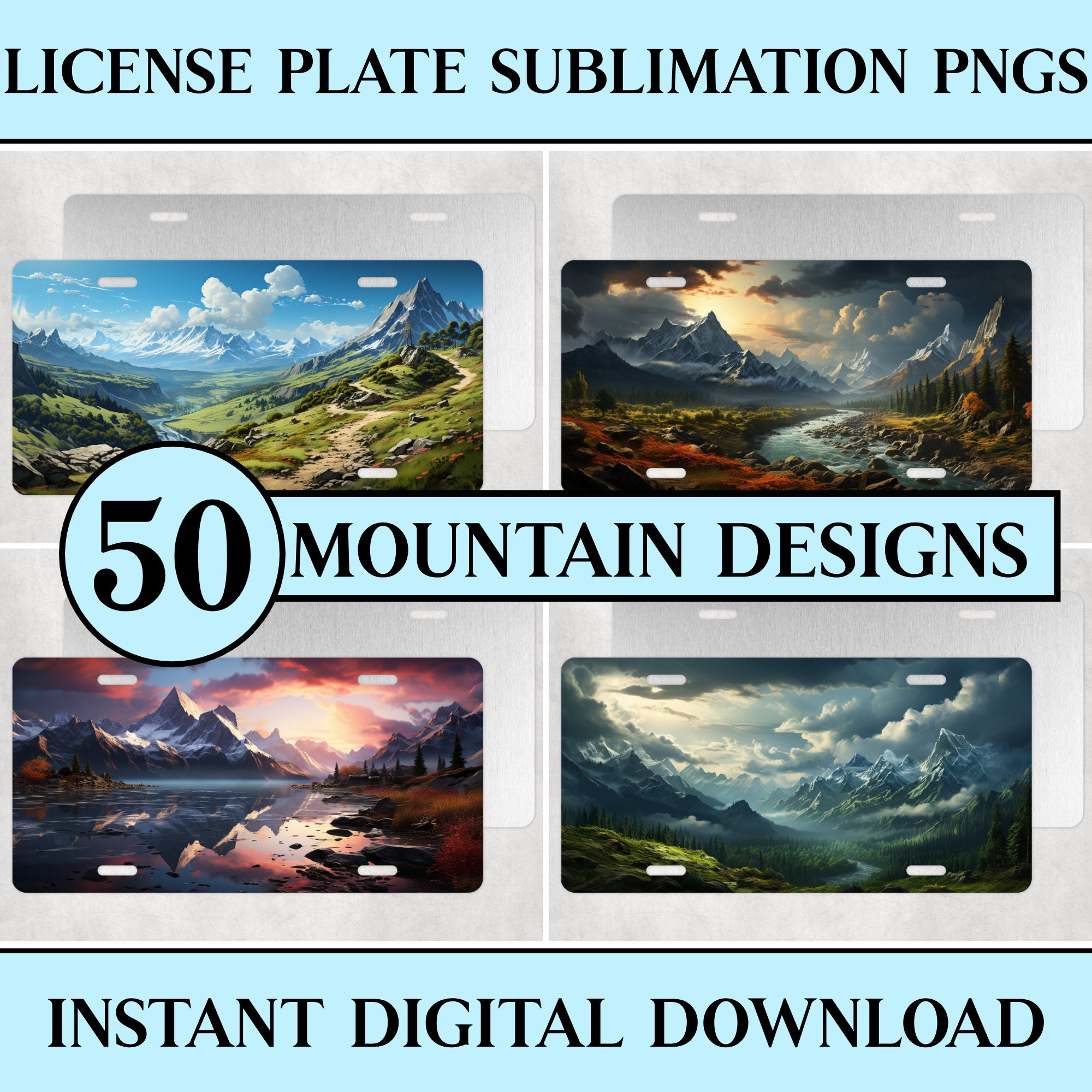 50+ Mountain License Plate Sublimation Designs Bundle PNG, License ...