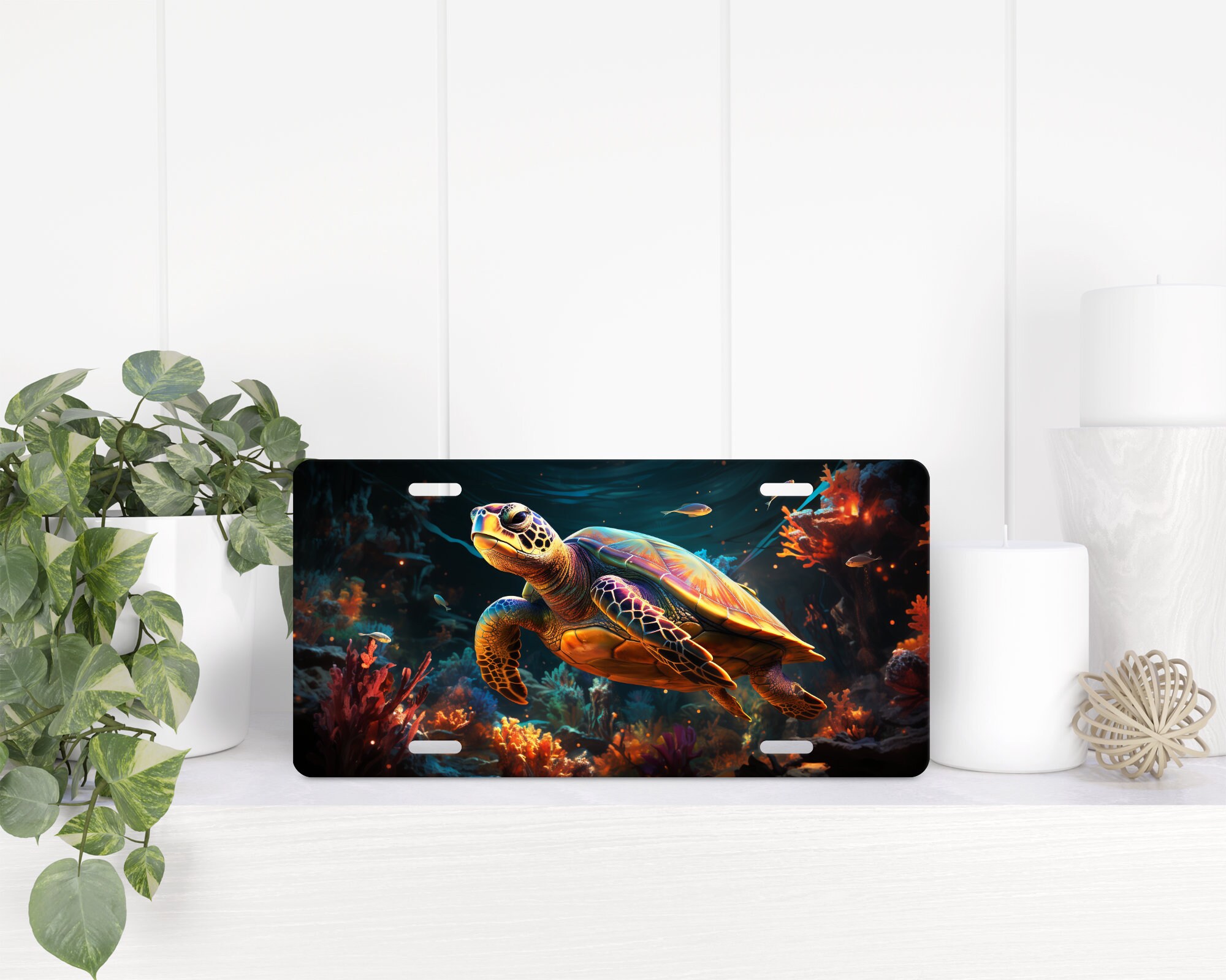 Turtle License Plate PNG Sublimation Design, Sea Turtle License Plate ...