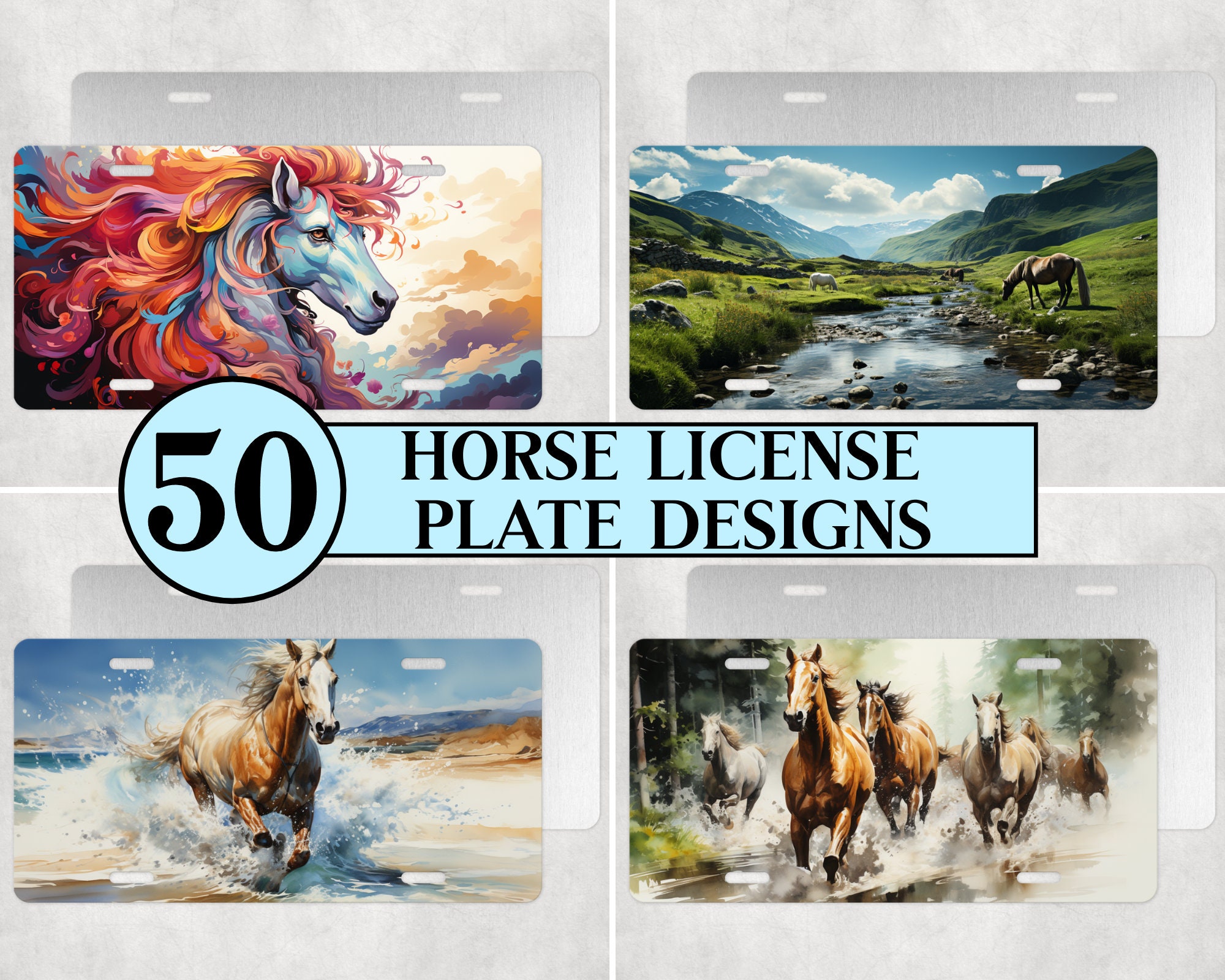 50 Horse License Plate PNG Sublimation Designs (digital Download) - Etsy