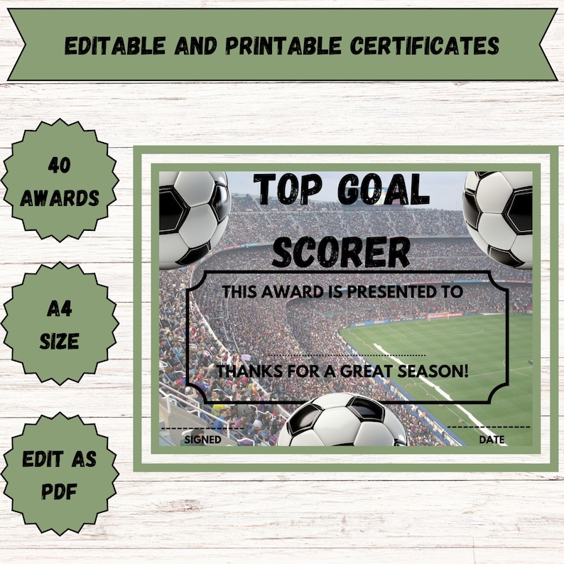 Editable Soccer Award Certificates Award Ceremony - Etsy
