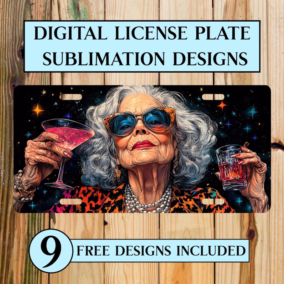 Funny Old Lady License Plate PNG Sublimation Design (digital Download ...