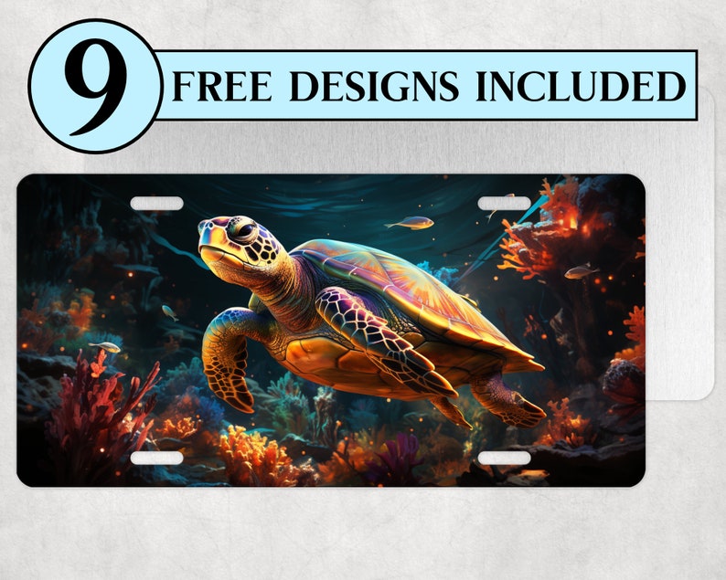 Turtle License Plate PNG Sublimation Design, Sea Turtle License Plate ...