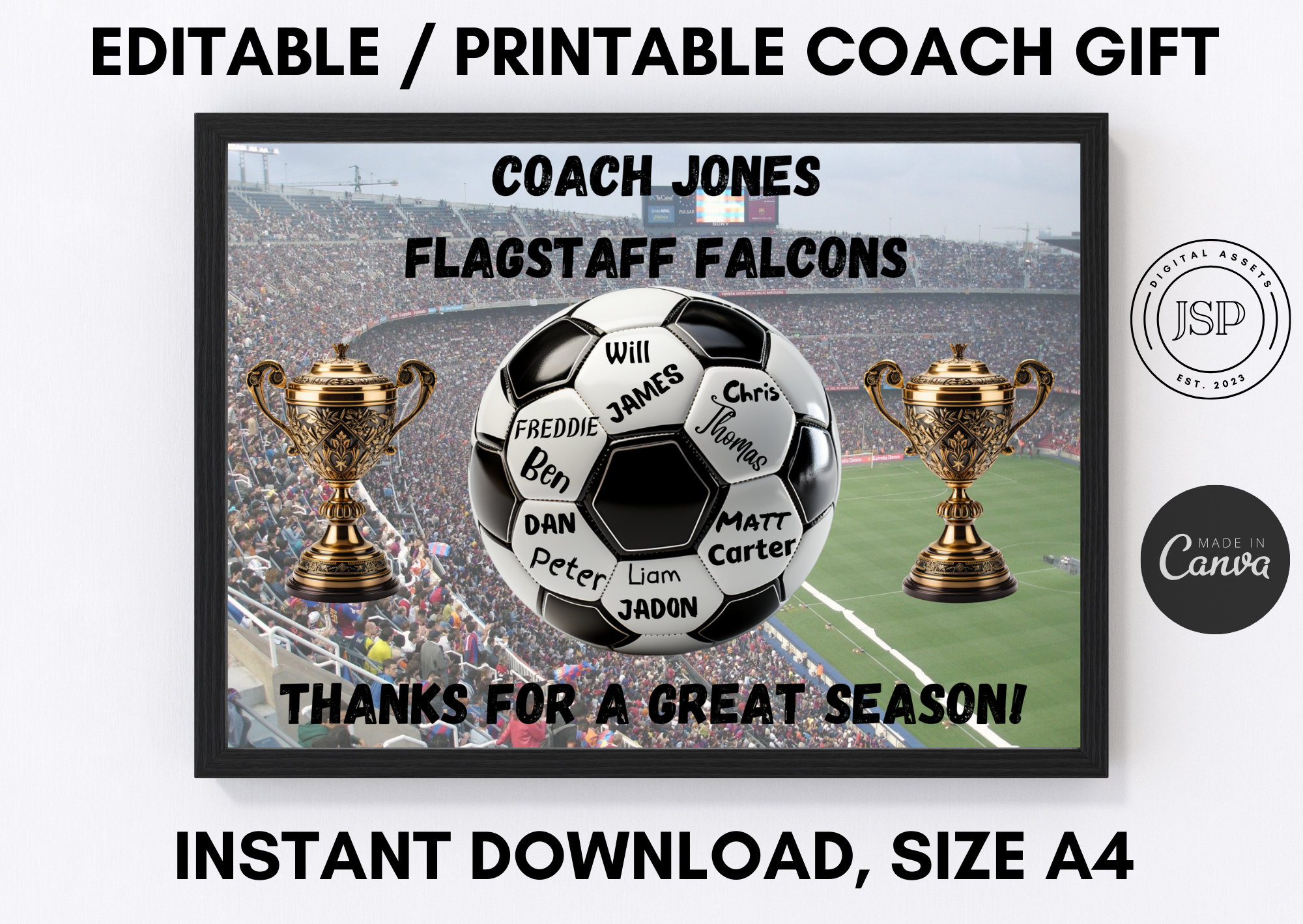 Editable Soccer Coach Gift Printable, Coach Appreciation Gift, Team ...