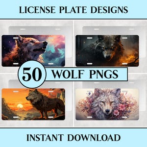 50 Wolf License Plate Sublimation Designs: PNG Bundle (digital Download ...