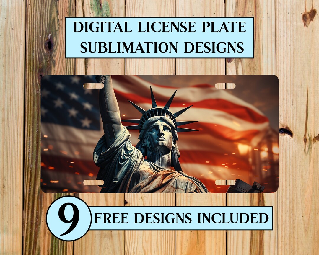 Western Statue of Liberty License Plate Png, Fourth of July License ...