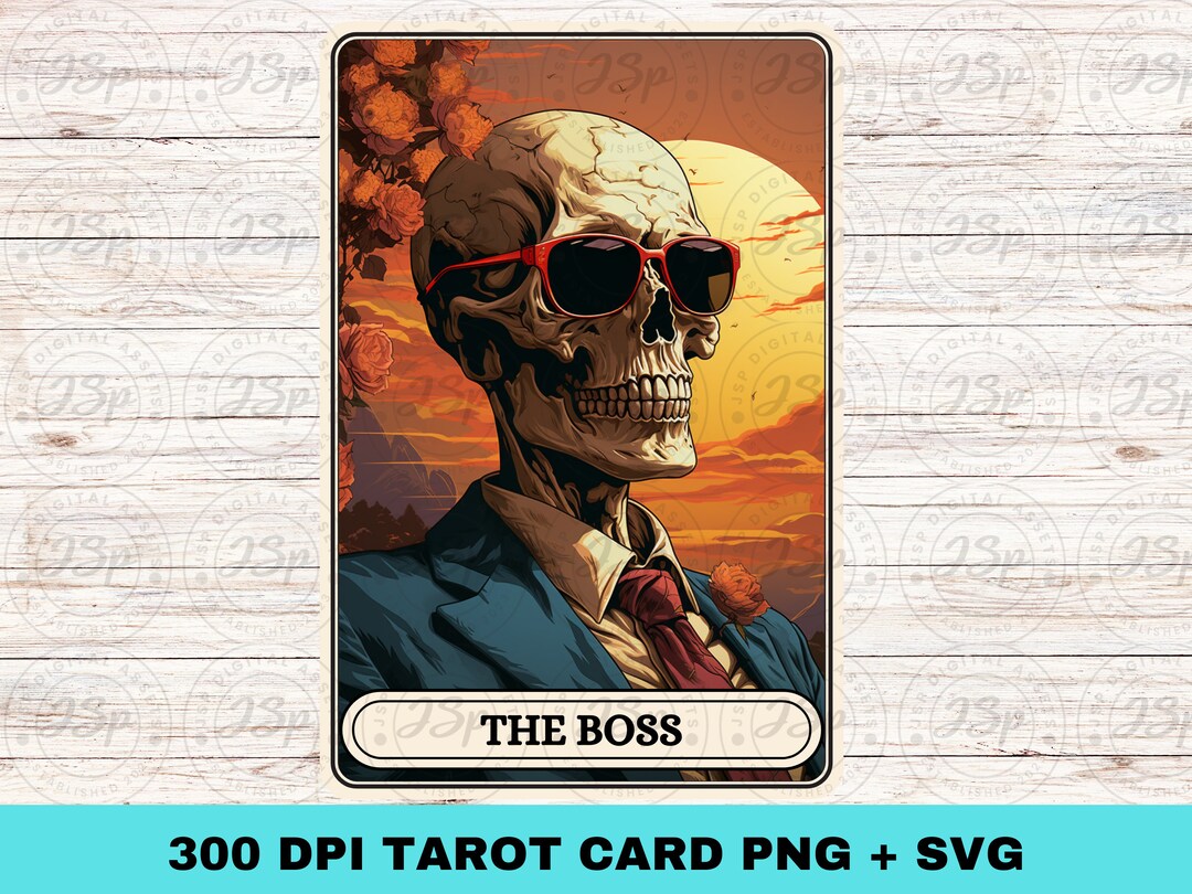 The Boss Tarot Card SVG PNG, Office Work Skeleton Sublimation Design ...