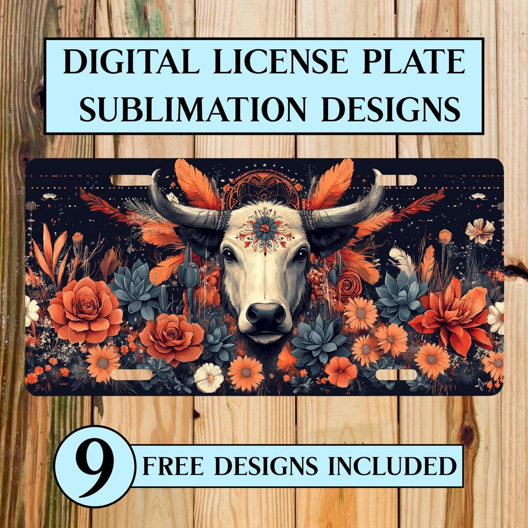 Boho Western Aztec License Plate Wrap, License Plate PNG Sublimation ...