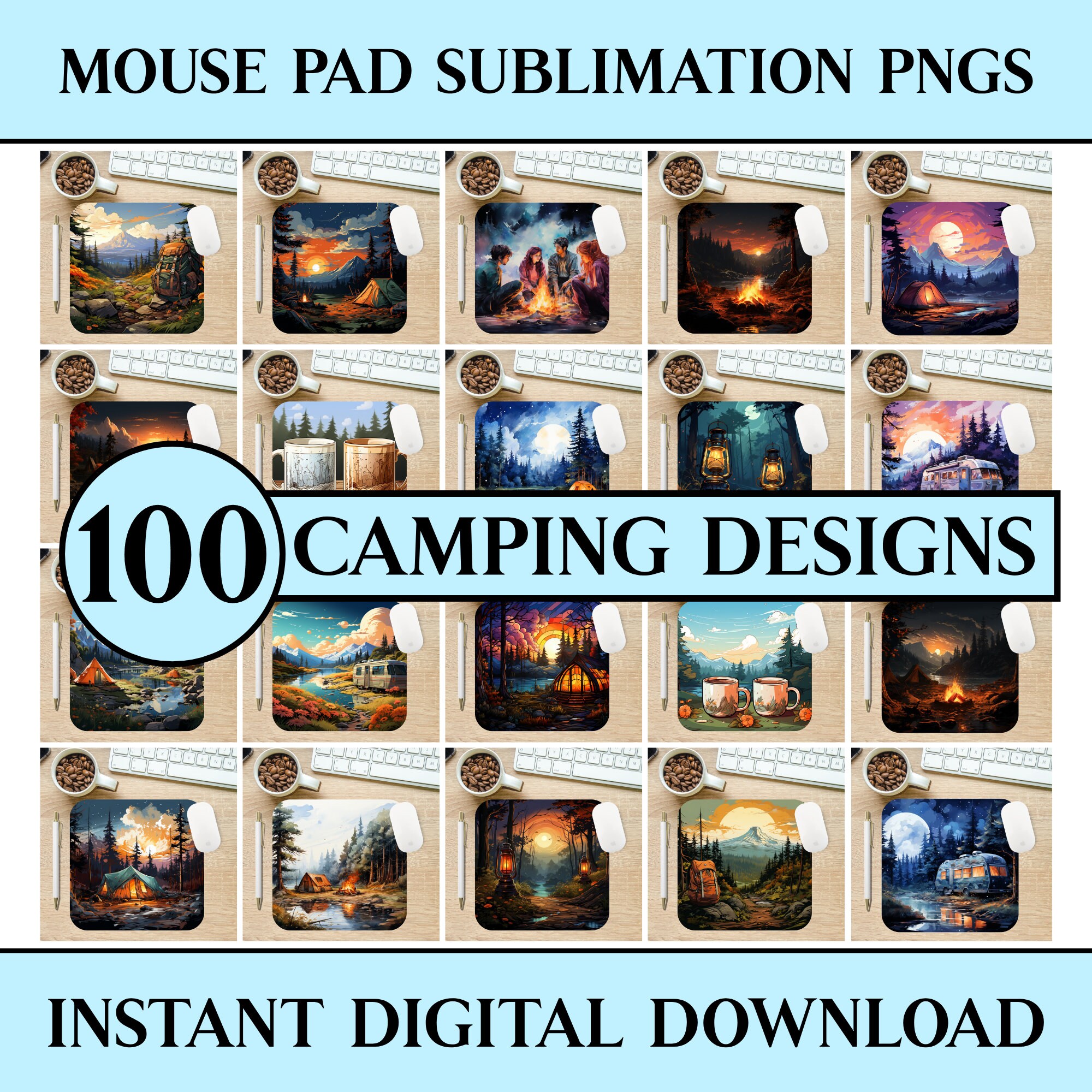 Camping Mouse Pad PNG Sublimation Designs Bundle (digital Download) - Etsy