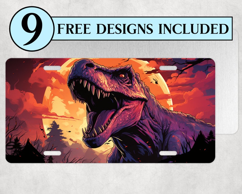 Dinosaur License Plate PNG Sublimation Design, Tyrannosaurus Rex ...
