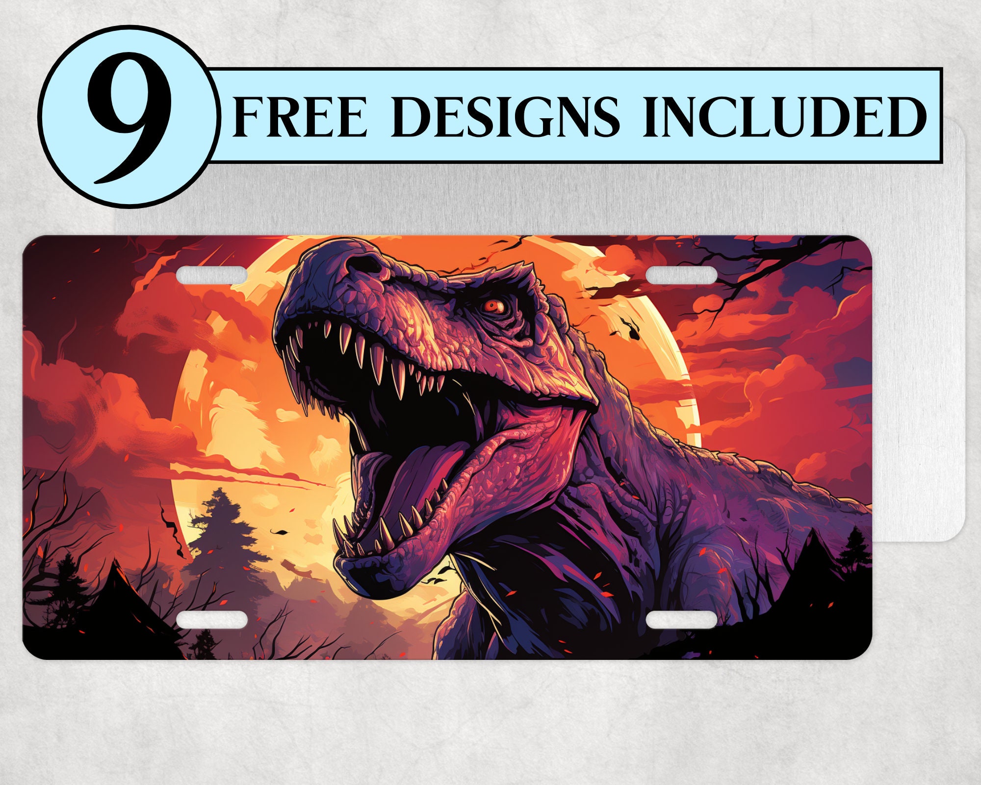 Dinosaur License Plate PNG Sublimation Design, Tyrannosaurus Rex ...