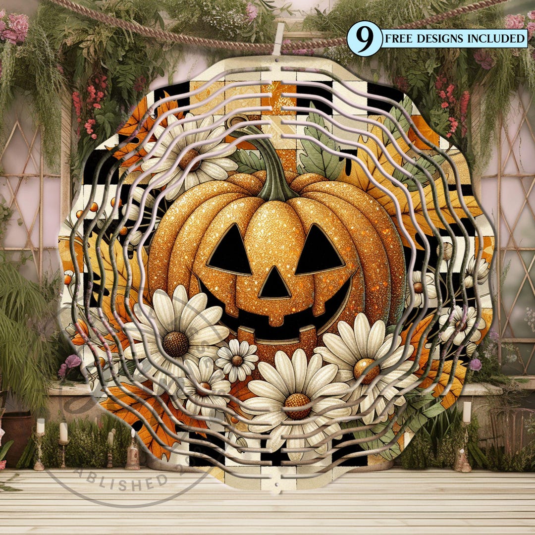 Halloween Pumpkin Wind Spinner PNG: Fall Sublimation Design (digital ...