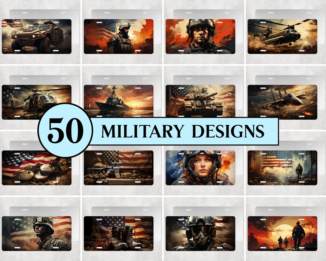 American Military License Plate Designs: Patriotic PNG Bundle (digital ...