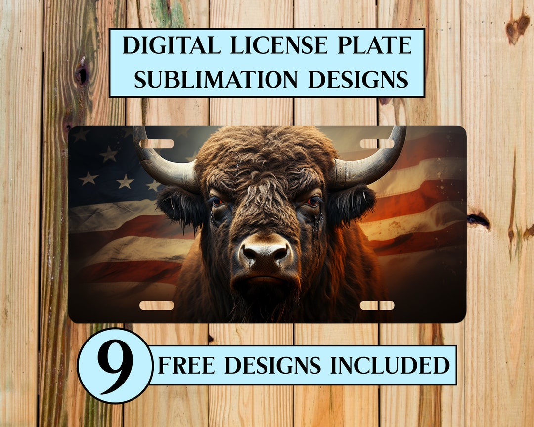 Hunting License Plate Wrap, Bison License Plate PNG, Western License ...
