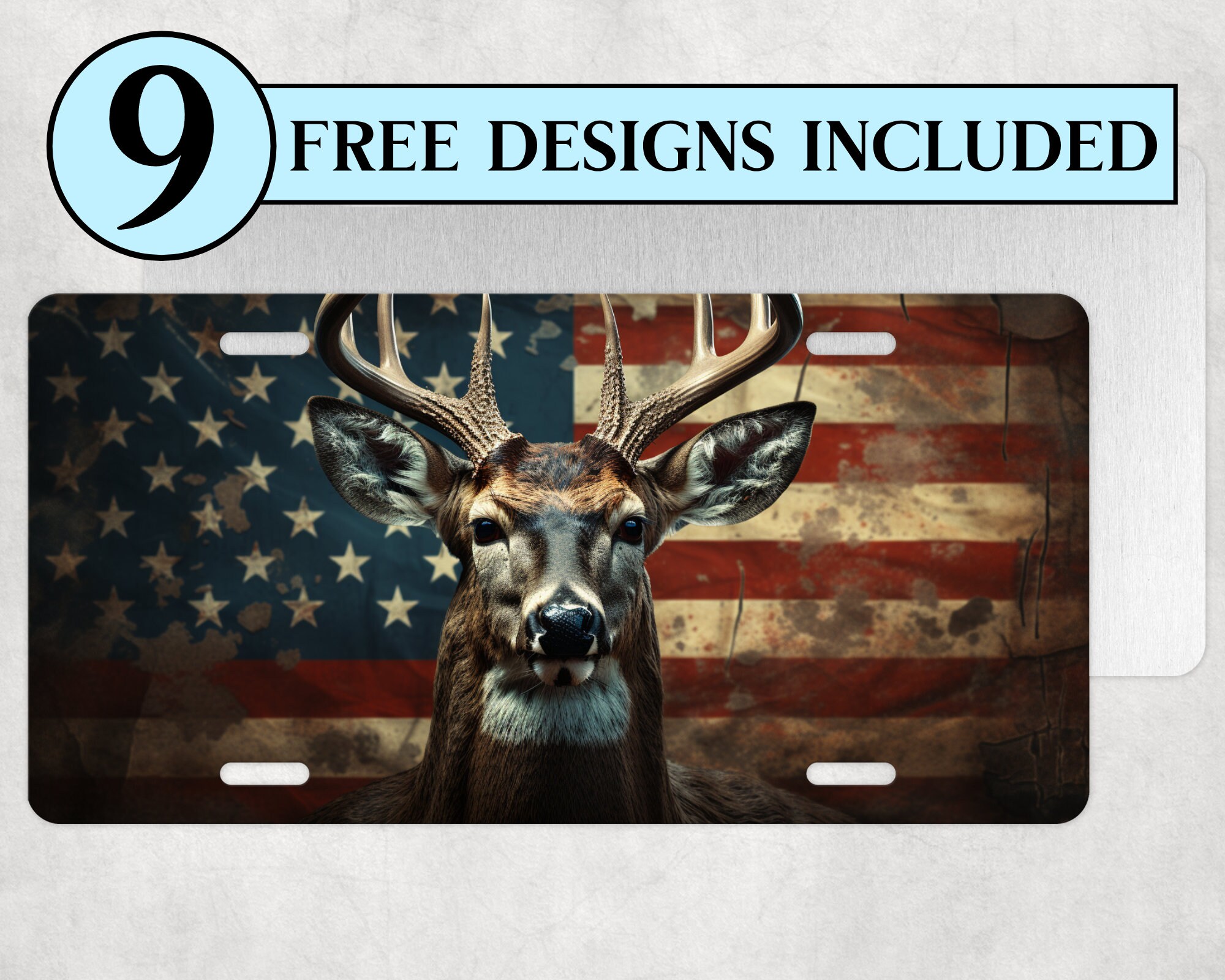 Deer Hunting American Flag License Plate PNG, Deer License Plate ...