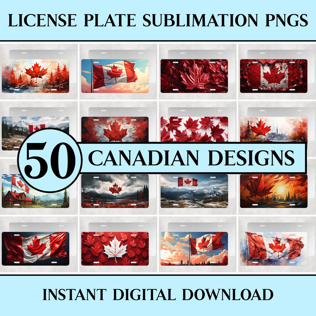 50 Canadian Patriotic License Plate Designs Bundle, Canada License ...