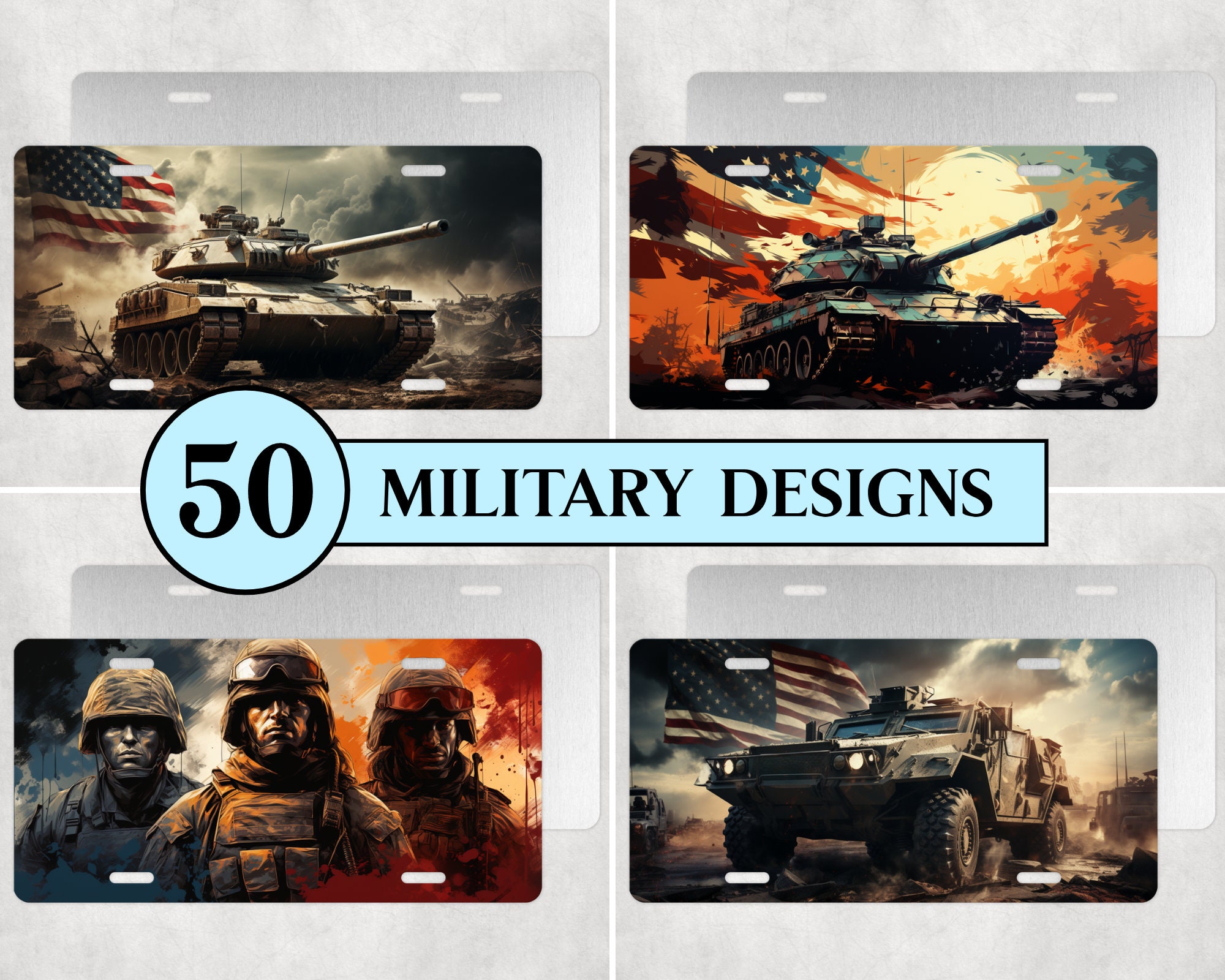 American Military License Plate Designs: Patriotic PNG Bundle (digital ...