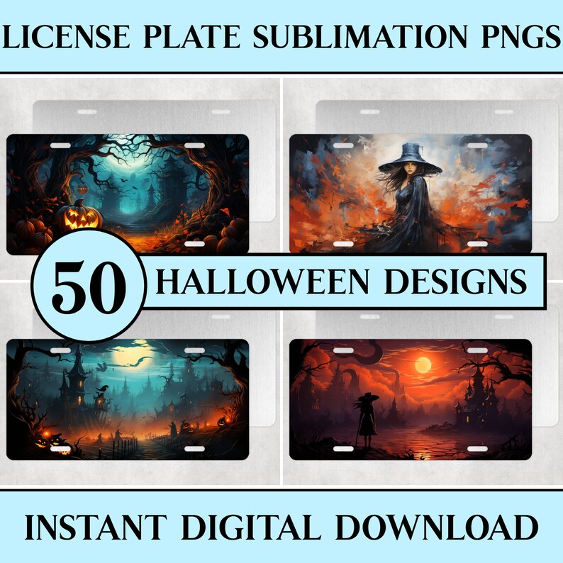 Halloween Horror License Plate PNG Designs Bundle, Spooky PNG File ...