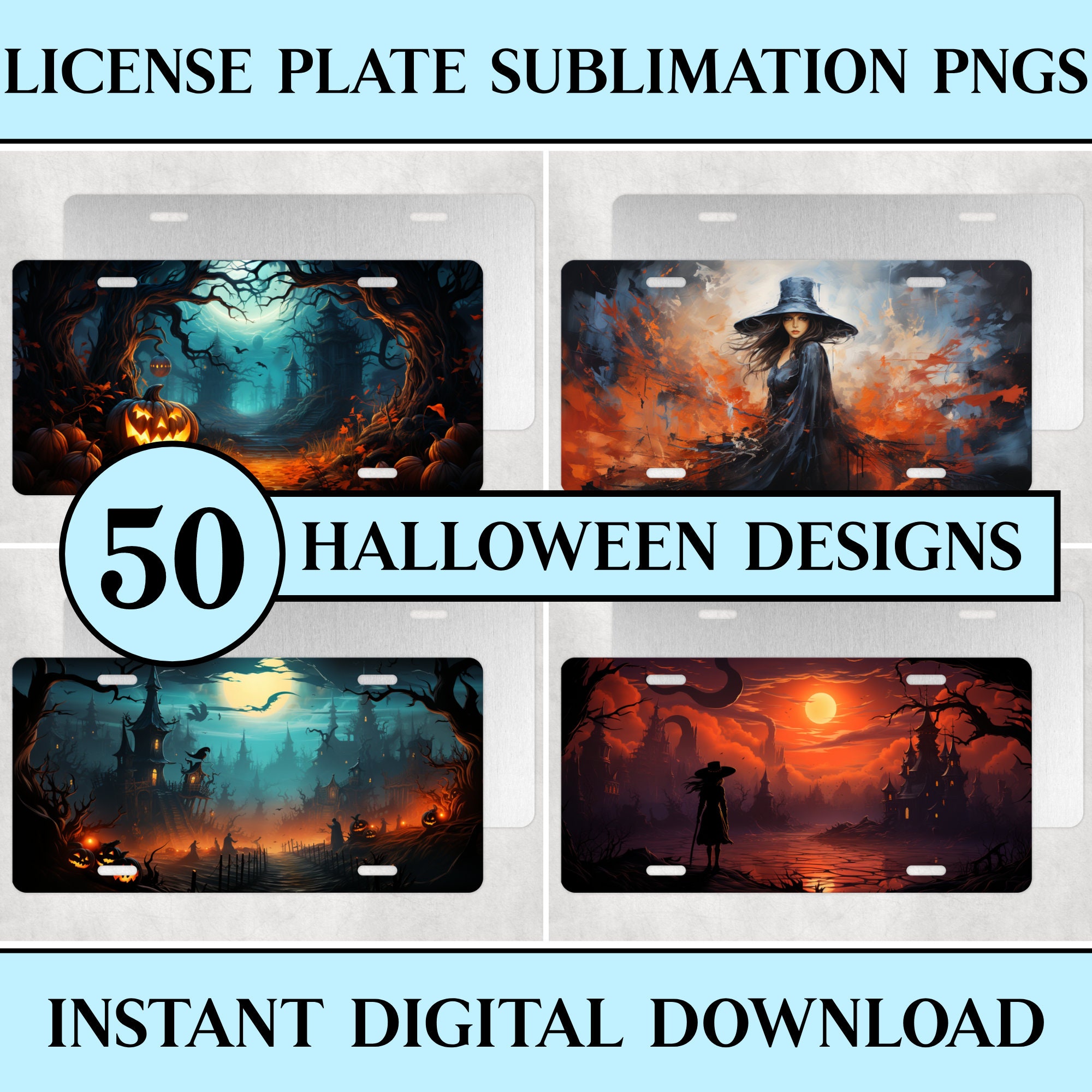 Halloween Horror License Plate PNG Designs Bundle, Spooky PNG File ...