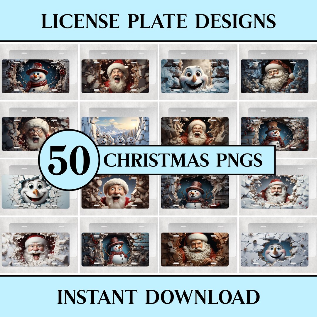 Christmas License Plate PNG Bundle: Sublimation Designs (digital ...