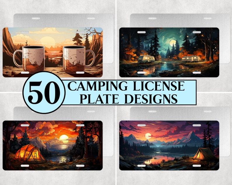 50 Camping Life License Plate PNG Designs Bundle, Camping PNG File ...
