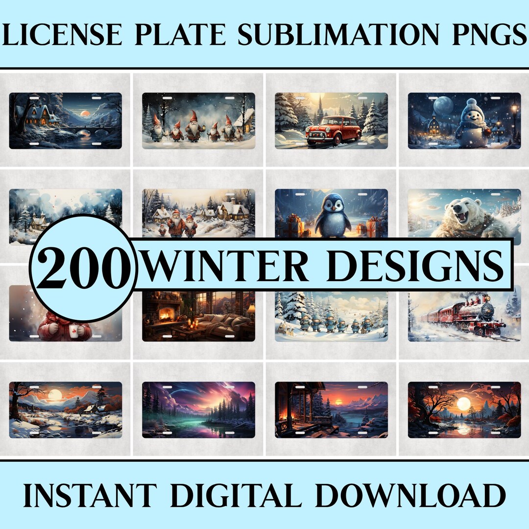 200 Winter License Plate PNG Designs Bundle, Car License Plate Wrap ...