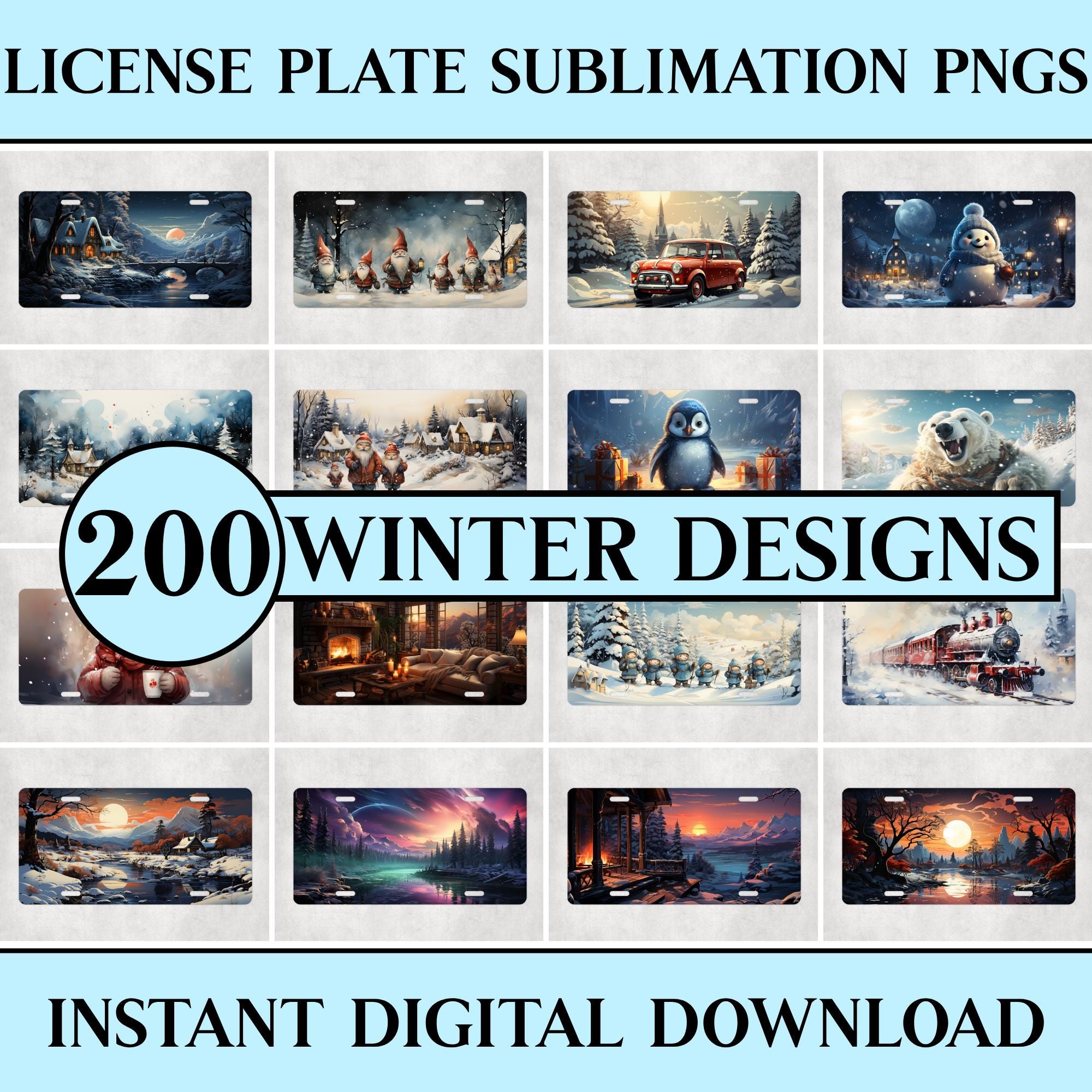 200 Winter License Plate PNG Designs Bundle, Car License Plate Wrap ...