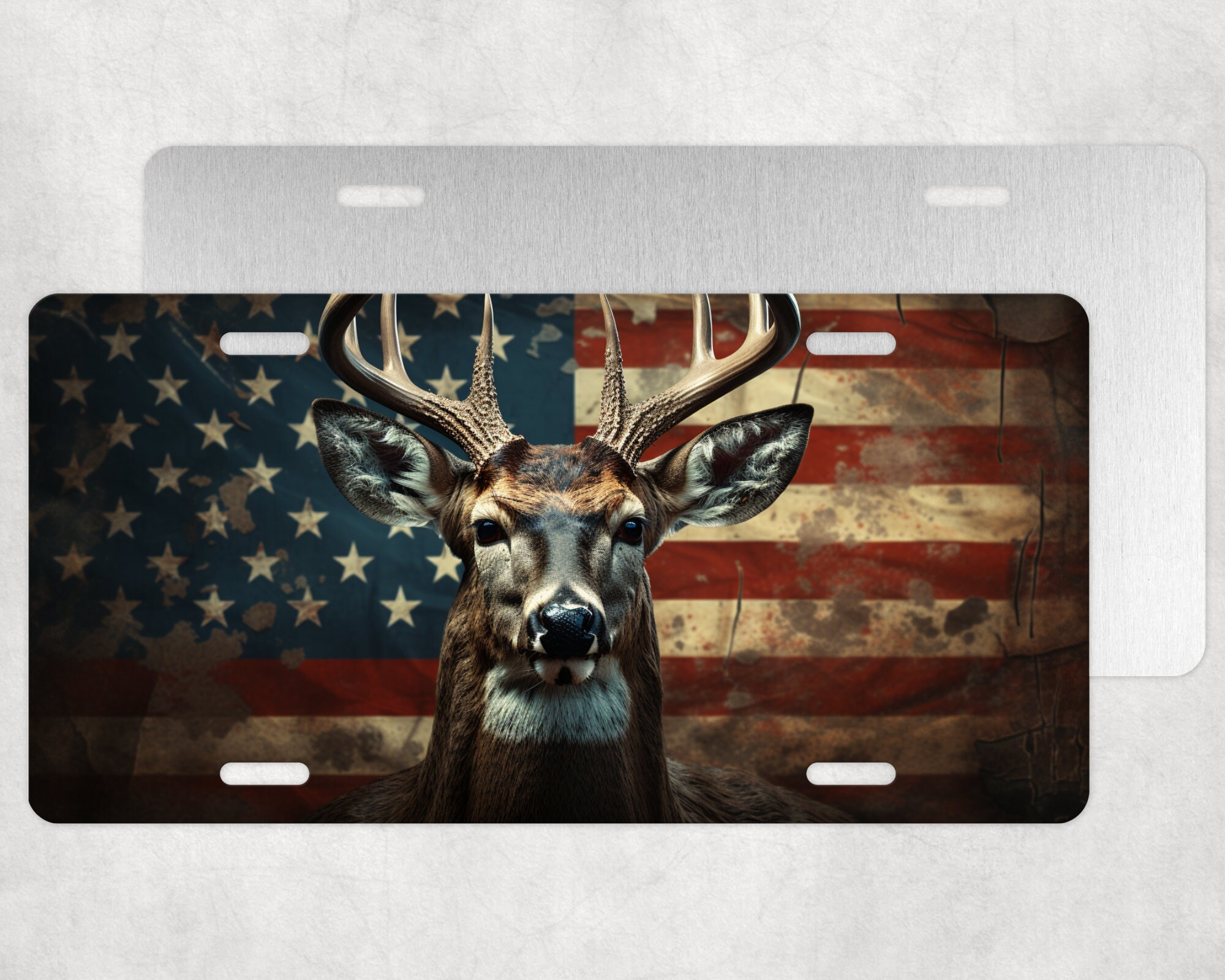 Deer Hunting American Flag License Plate PNG, Deer License Plate ...
